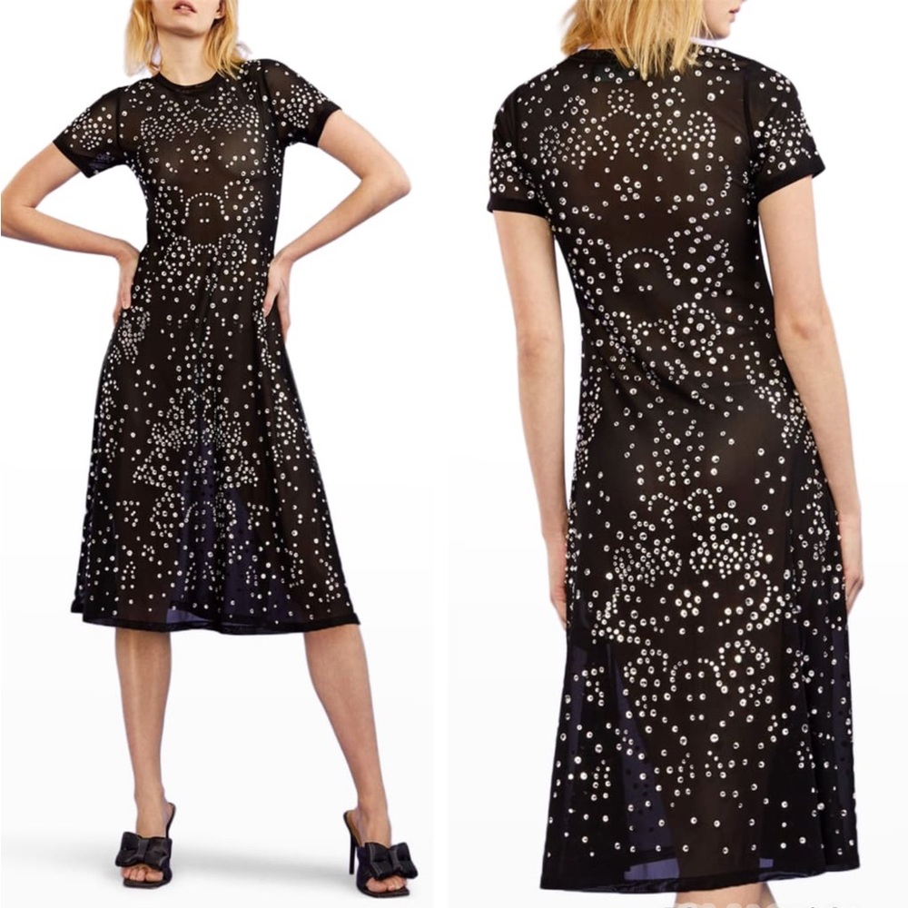 Cynthia Rowley Crystal-Embellished Mesh Midi Dress - Gem
